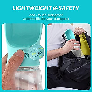 Kalimdor Dog Water Bottle, Leak Proof Portable Puppy Water Dispenser with Drinking Feeder for Pets Outdoor Walking, Hiking, Travel, Food Grade Plastic (19oz Blue)