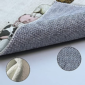 Farmhouse Area Rug Cow Pig Sheep and Chicken Farm Animals Round Rug Fluffy Floor Carpet Soft Rug Rusic Bakcground Non-Slip Throw Rug 4' Diameter for Living Room, Bedroom, Apartment, Sofa