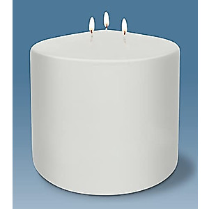 HYOOLA White Three Wick Large Candle - 6 x 6 Inch - Unscented Big Pillar Candles - 146 Hour - European Made