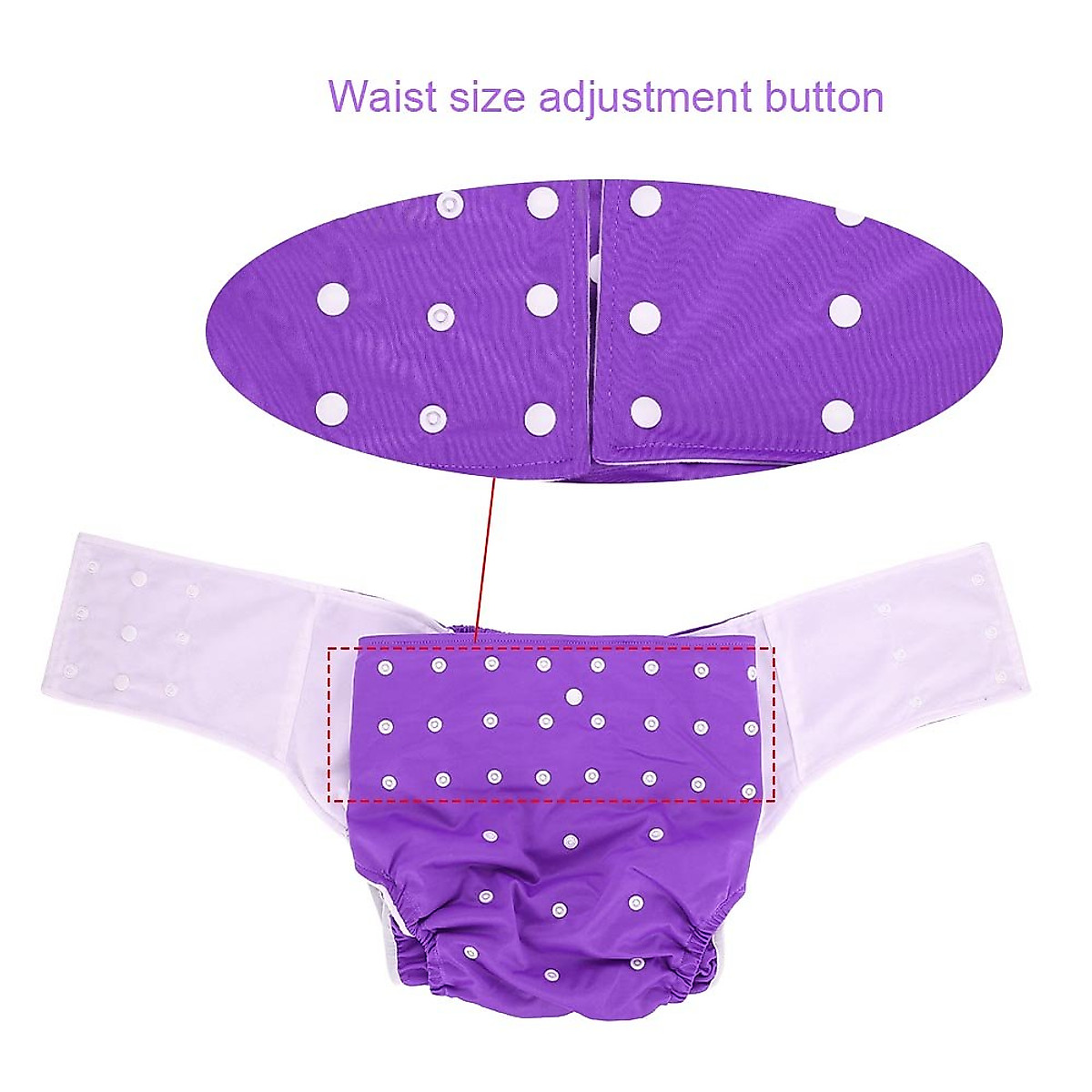 Adult Cloth Diaper,Reusable Adult Nappy, Breathable Leakfree Pocket Nappy Washable Cover Diaper Cloth for Incontinence Care with Adjustable 3 Rows of Snaps ()