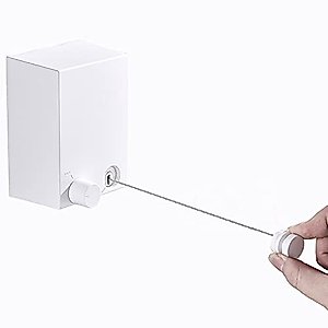 Retractable Clothesline，Indoor Clothesline for Drying Clothes-Wall-Mounted Stainless Steel self-Adhesive and Wall-Mounted Laundry Rope (13.8 feet) White