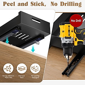 HBL' 1 Pack | 16.9" Deep Pull Out Cabinet Organizer Adhesive, 12-Inch Wide Sturdy Carbon Steel Roll-Out Drawers for Face Frame or Frameless Cabinets, Slide-Out Shelves for Pantry.