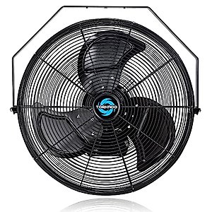 Tornado 24 Inch Outdoor Rated IPX4 Water-Resistant High Velocity Metal Industrial Workstation Wall Mount Fan For Commercial, Industrial, Residential, Greenhouse Use TEAO Motor 3 Speed UL Safety Listed