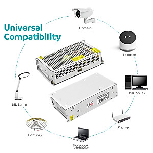 Aclorol 5V 40A 200W Power Supply 110V / 220V AC to DC 5V 40amp Universal Power Converter Transformer Driver Adaptor for WS2812B WS2813 2812 LED Strip Pixel CCTV Camera Security System Laptop Project