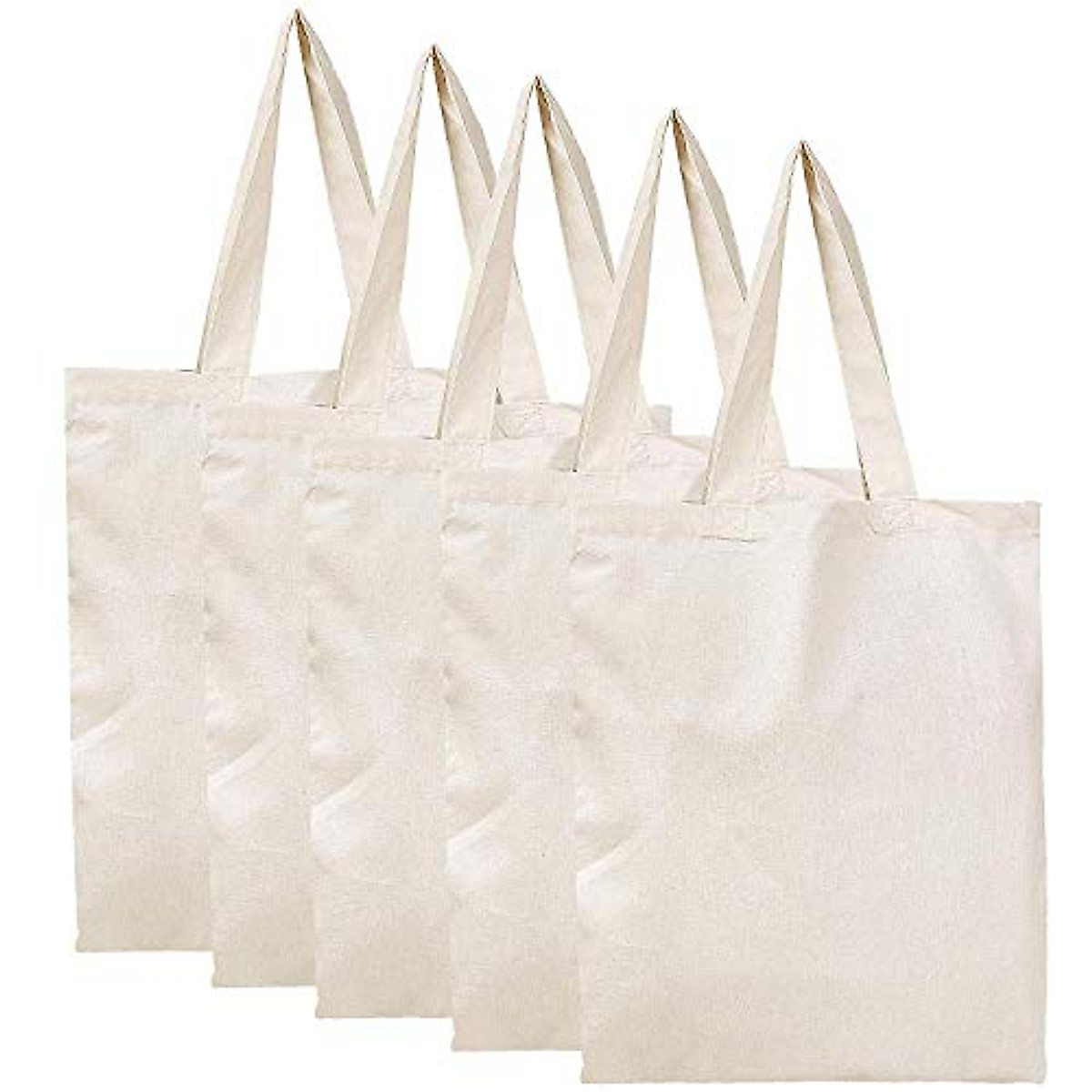 M-Aimee Canvas Craft Tote Bags - 10 Pack 13"x10" Fabric Blank Tote Bags, Natural Cotton for DIY Crafts, Gift Bag and Wedding, Birthday, Shopping, or Reusable Grocery Bag