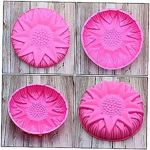 EXQUIMEUBLE 2pcs Sunflower Mold Silicone Cake Molds Silicone Bread Loaf Pan Cake Mould for Round Baking Pan Silicone Candy Mold Round Cake Pan DIY Baking Mold Household Baking Mold Large Rosy