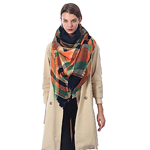 vxsvxm Shawl Tartan Women's Plaid Scarf Winter Oversized Scarves Wrap Blanket Scarf Warm Tassels Pashmina Poncho Scarf