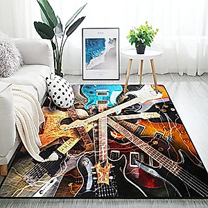 ALAZA Magic Electric Guitar Music Area Rug Rugs for Living Room Bedroom 7' x 5'