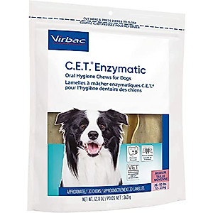 Virbac C.E.T. Enzymatic Oral Hygiene Chews, Medium Dog, 30 Count