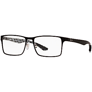 Ray-Ban RX8415 Rectangular Prescription Eyeglass Frames, Matte Black On Black/Demo Lens, 55 mm