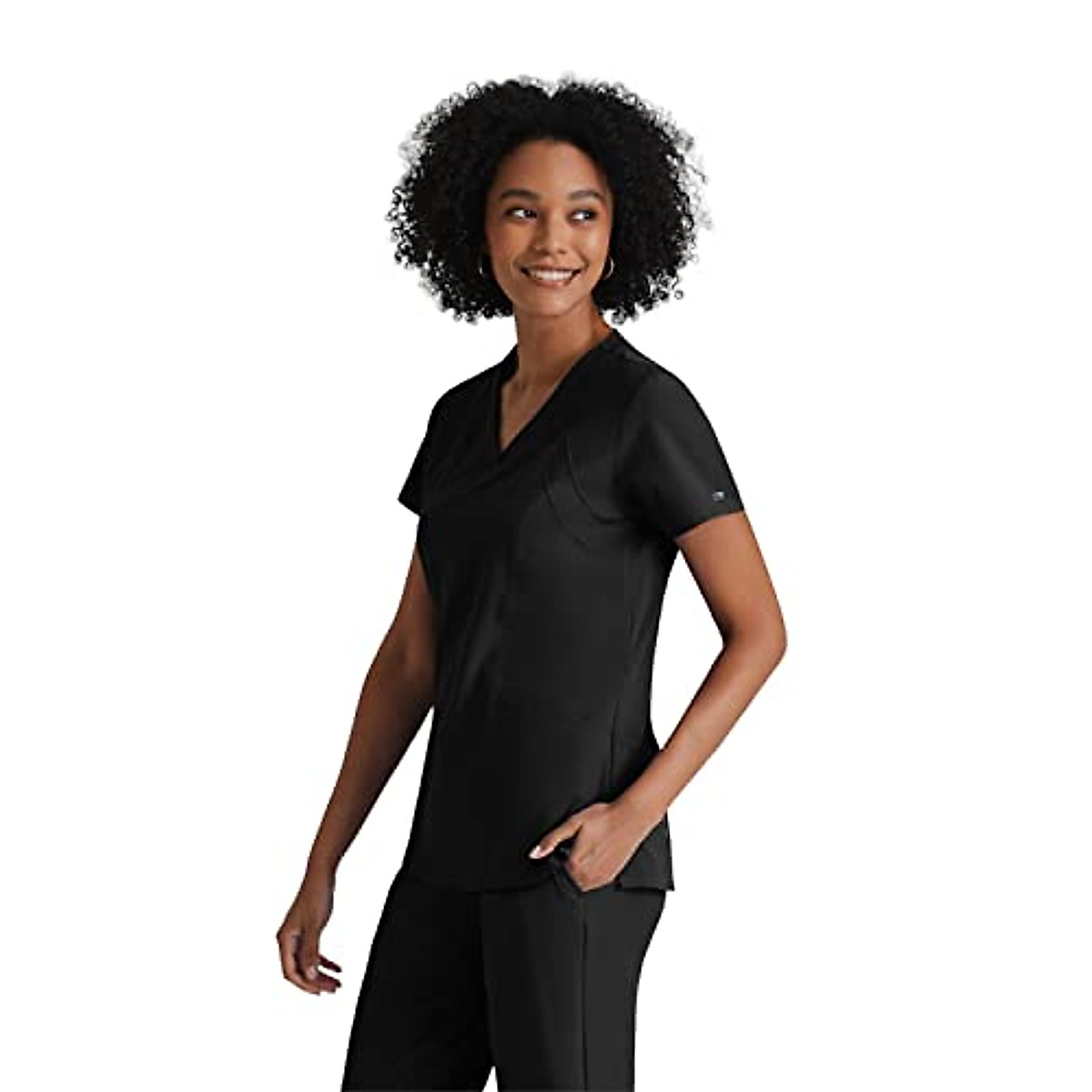 BARCO One 5105 4 Pkt V-Neck Princess Perforated Panel (Black, Medium)