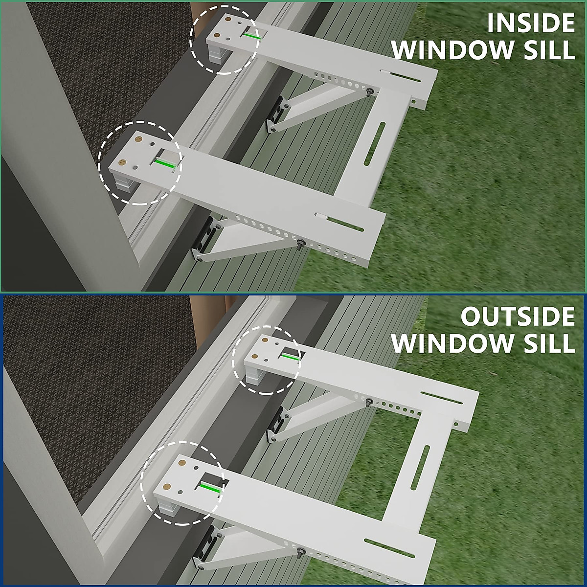 Wintcomfort Window Air Conditioner Bracket, Heavy Duty AC Support with 2 Arms, Up to 200 lbs, Universal Fit 5,000 to 22,000 BTU Window Units