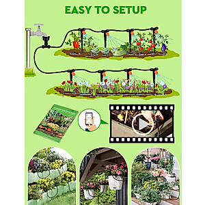 Landtouch 50ft Micro Drip Irrigation Kit, Micro Drip Irrigation System Kit with Adjustable Misting Nozzle Sprinkler, Tubing and Connectors, Watering for Garden, Flower Beds, and Potted Plants