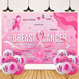 Breast Cancer Awareness Party Banner, Backdrop 7x5 Breast Cancer Awareness Background Breast Cancer Awareness Themed Backdrops for Breast Cancer Awareness Party Supplies Background Birthday