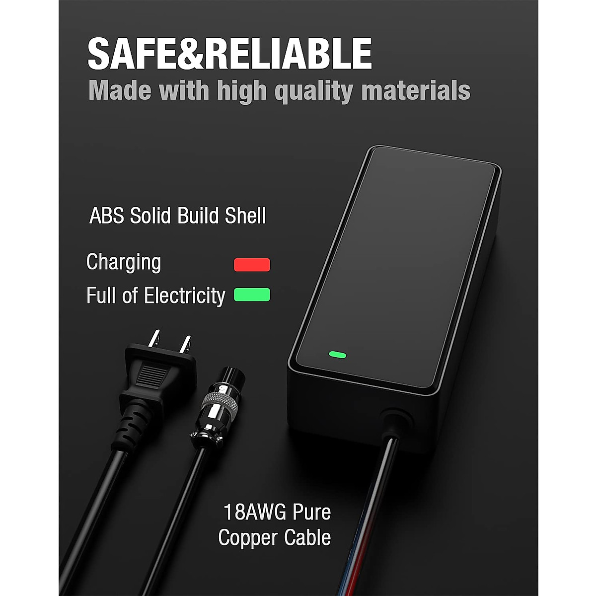 54.6V 2A Charger for 48V Lithium Battery Compatible with 48V Skywalker 8S,Evercross H5,Kugoo M4/X1/M4 Pro,GX16/M16 3 Prong Connector Power Adapter