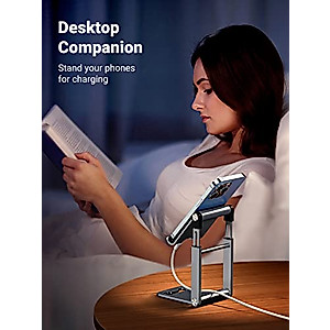 UGREEN Phone Stand for Desk Cell Phone Stand Holder Adjustable Height Phone Holder Foldable Portable Compatible with iPhone 15 14 Pro Max Plus 13 12 11 XS iPhone SE, Nintendo Switch up to 7.9''