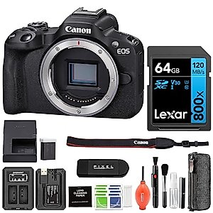 Canon EOS R50 Mirrorless Vlogging Camera (Black) with Advanced Accessory and Travel Bundle | 5811C002 | canon eos r50