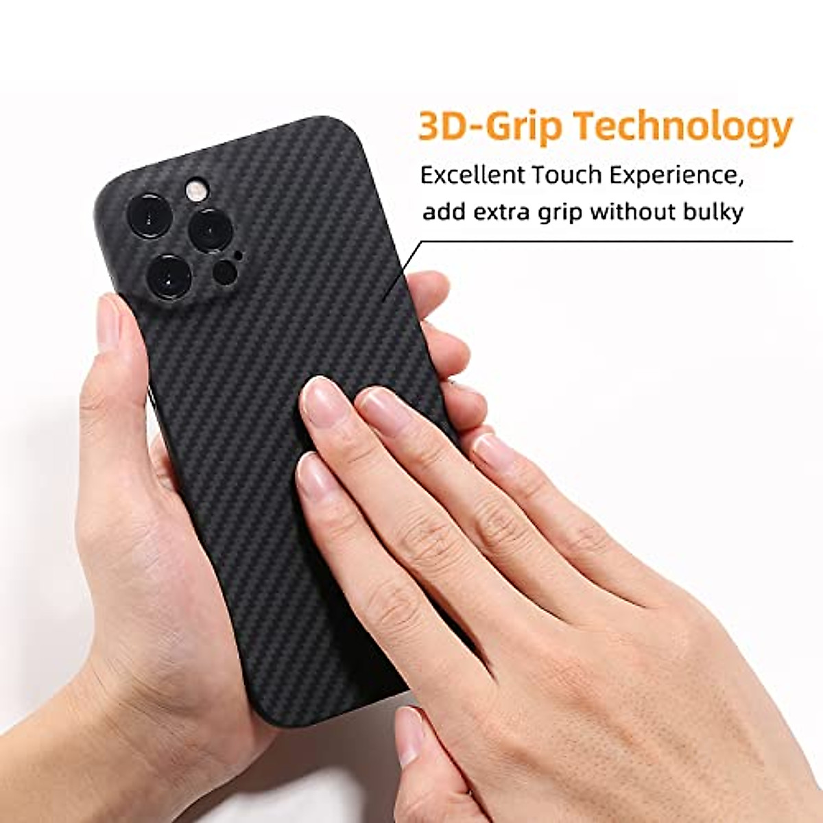 Sisyphy Aramid Fiber Case for iPhone 14 Pro Max with Carbon Fiber Texture, Super Slim Light Protective Cover Skin, Soft Touch Sturdy Durable Case, Snap-on Back Cover Wireless Charging Friendly