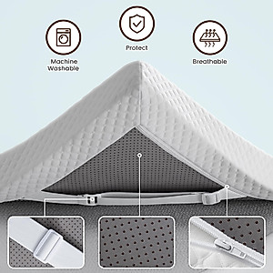 UniPon 4 Inch Firm Mattress Topper Queen, Gel Infused Ventilated Bed Topper for Back Pain Relief - Firm Foam Mattress Topper, CertiPUR-US Certified