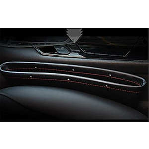 Fochutech 2x Car Pocket Organizer Seat Console Gap Filler Side Catcher Tray PU Leather Inside Out Interior Accessories For Wallet Phone Coins Cigarette (Black)