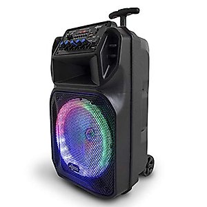 Axess Portable Wireless Bluetooth Speaker — 8 Inch Woofer & 1.5" Tweeter, TWS Link+, Wireless Microphone FM Radio Aux USB and Mic Inputs, Stereo Sound System Speakers with LED Lights Model PABT6038
