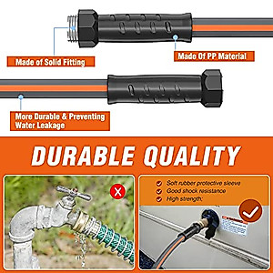 GREENER 50FT Hybrid Garden Hose Dia.5/8’’ Inner Durable Rv Garden Hose with Swivel Grip Handle 150PSI High Burst Strength Industrial Water Hose for All Weather Outdoor (Gray)