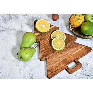 Christmas Tree Shaped Wood Cutting Board for kitchen, Christmas Tree Wooden Serving Tray with Handle, Christmas Decoration Charcuterie Tree Boards 14"L x 11"W