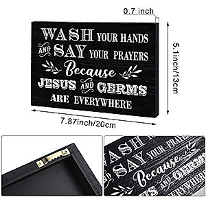 Jetec Farmhouse Bathroom Sign Wash Your Hands and Say Your Prayers Everywhere Rustic Wooden Wall Box Sign Funny Wall Plaque Table Decor for Home Room Office 7.87 x 5.1 Inch