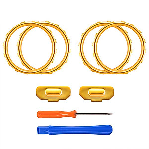 eXtremeRate Matte Chrome Gold Accent Rings Accessories for Xbox One Elite Controller, Replacement Parts Profile Switch Buttons for Xbox One Elite Controller (Model 1698) - Pack of 2