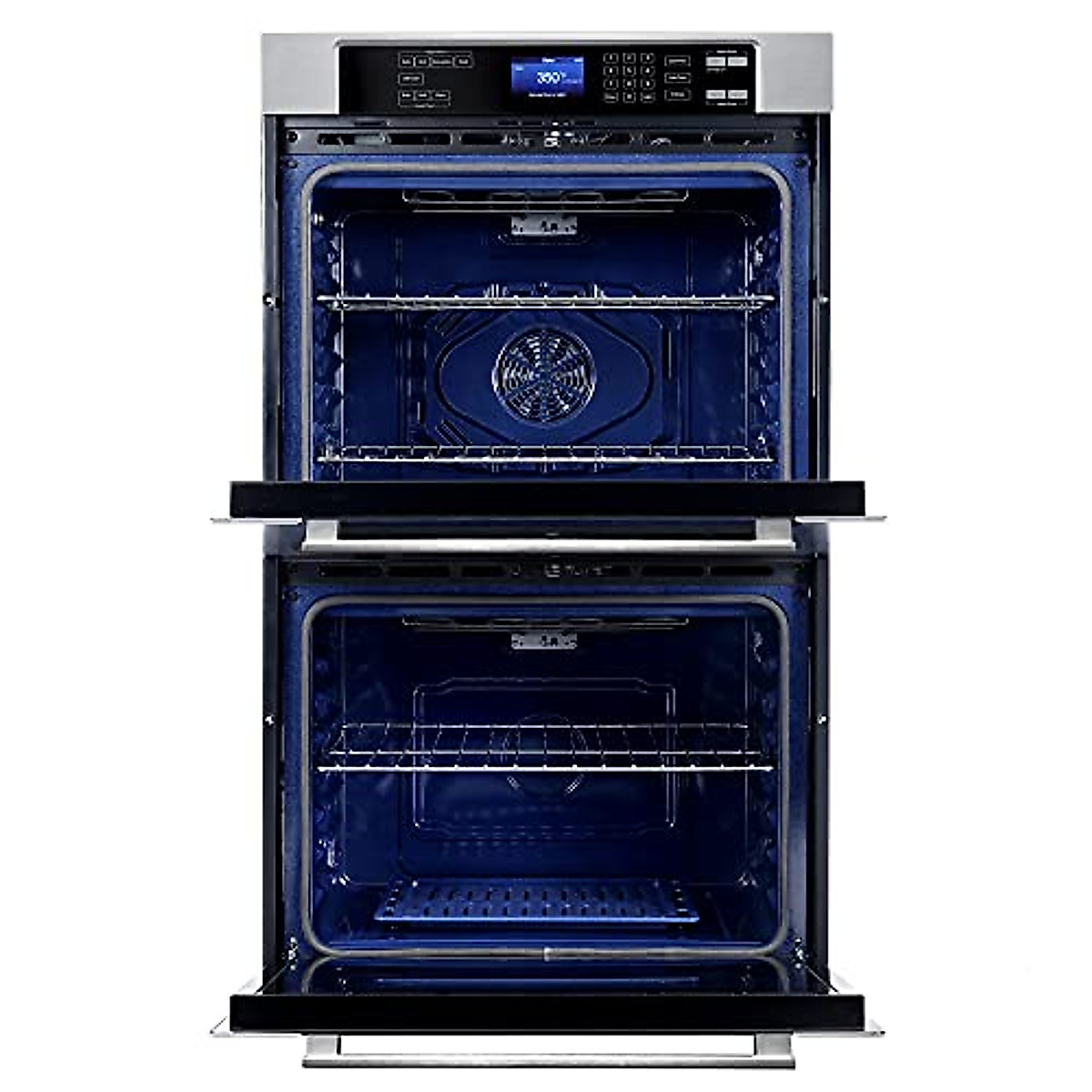 COSMO COS-30EDWC 30 in. Haven Collection Double Electric Wall Oven, True Convection, Blue Porcelain, Self Cleaning in Stainless Steel