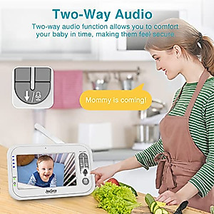 JouSecu Baby Monitor with 2 Cameras, Video Baby Monitor, 4.3" LCD Split Screen,2-Way Audio, Crying Detection, Night Vision, Temperature Detection