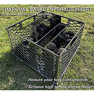 Minion Method for Oklahoma Joe Charcoal Firebox Basket, Maze Bars for Most Charcoal Ash Basket, Stainless Steel, 8 x 5.5 x 7.5 inches