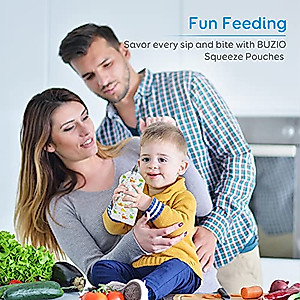 BUZIO Reusable Food Pouches, 12 Packs 5oz Toddlers Food Storage Pouch, Double Zipper Squeeze Pouches Freezer Safe for Kids DIY Homemade Organic Puree