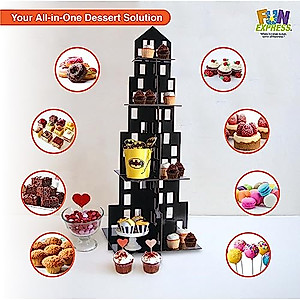 Fun Express Cupcake Stands for Dessert Table Set - Transform Your Party with Our 4-Tier Skyscraper Cupcake Tower Stand, Party Planning Made Easy, Delightful Treat Display, Perfect for Birthdays Event