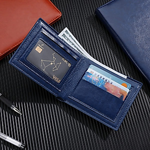 THTCSQ Leather Wallet Lover Gift Ohana Means Family Leather Wallet Birthday Gifts for Family Friends Daughter Sister Son Birthday Christmas Gift (blue)