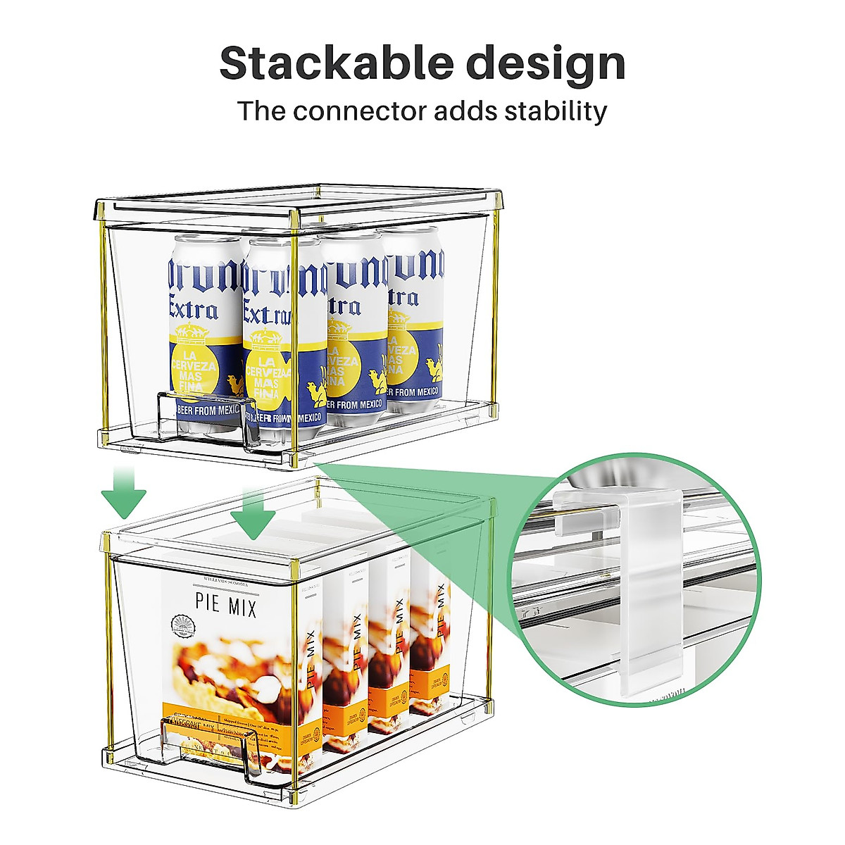4Pack Large Stackable Kitchen Storage Drawers Multi-purpose under Sink Acrylic Drawers Organizers Clear Drawer Organizers Bins with Handles for Bathroom Kitchen Pantry