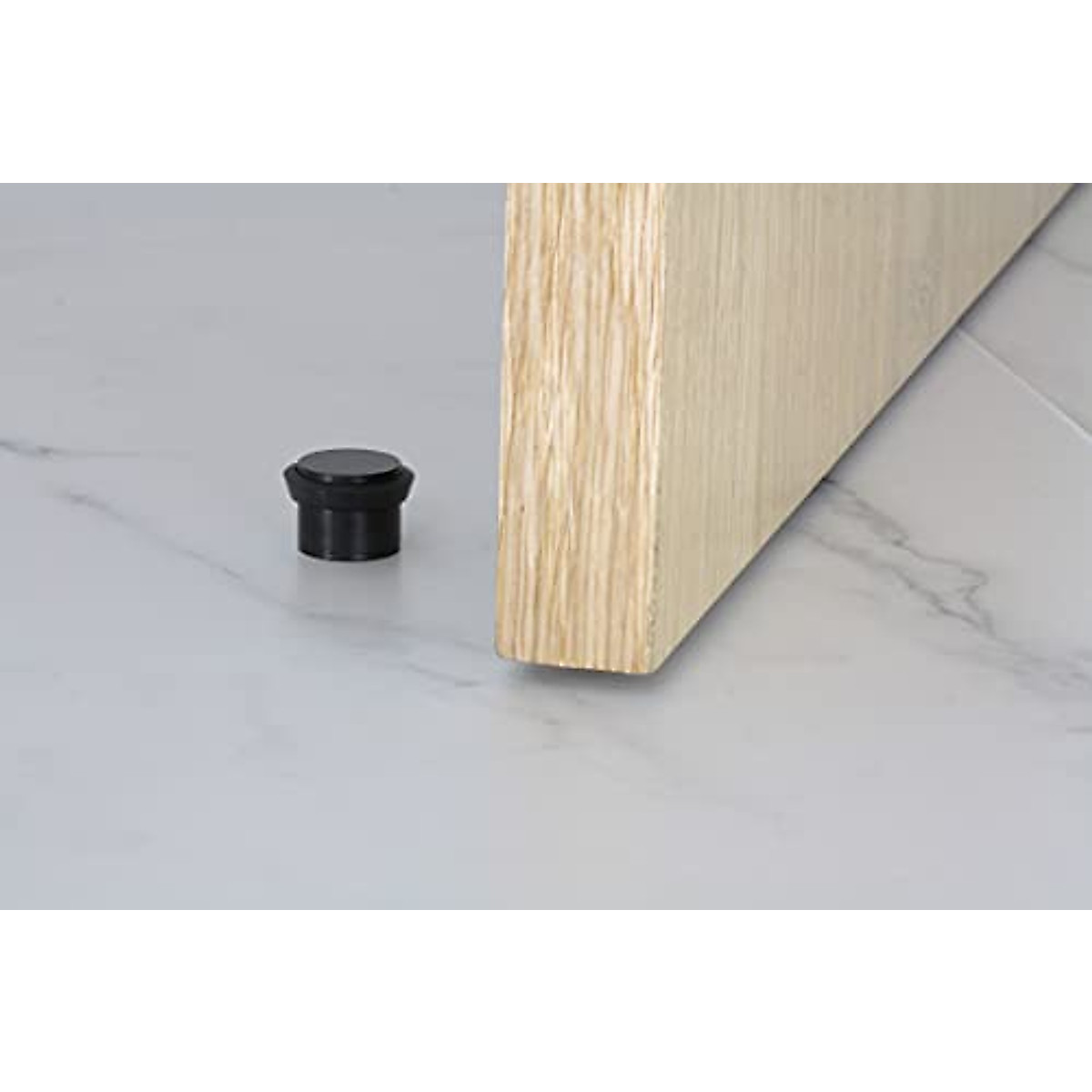 EVI | Adhesive Doorstop | 1.1'' X 0.8'' | Natural Silicone Black Rubber | Black Lacquered Stainless Steel Finish | Great Adherence | 100% Functional | Mod I-163