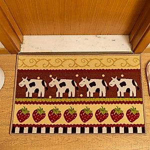 SCENNEW Kitchen Rugs and Mats Non Slip Kitchen Mats Large Size Floor Runner Long Mat, 20''x32''+20''x59'', Strawberry