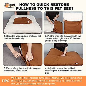 Miguel Canvas Dog Bed Medium Waterproof 12 Ounce Cotton Durable Dog Pillow with Removable Cover Dog Crate Mat for Medium Pets Indoor Outdoor Use for All Weather Water-Resistant Scratch Resistant