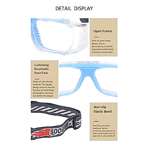 SooGree Sports Goggles for Basketball Soccer Football Protective Eyewear Goggles Eye Safety Glasses Anti Fog PC Lens for Men Adults (Blue)