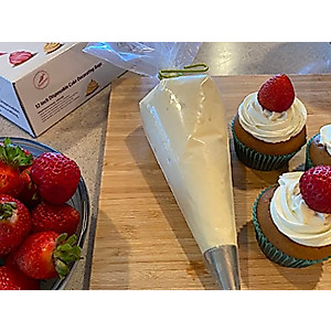 Keenpioneer Piping Bag - Disposable Cake Decorating Bag 56 Count (16 inch, Clear) and 100 Count (12 inch, Clear)