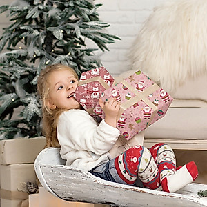 SaringSwoon Pink Christmas Wrapping Paper for Boys Girls Kids - Xmas Gift Wrap With Santa, Gnome, Rustic Red Trucks, Polar Bear on Pink Designs - 40×28 Inches, 6 Folded Sheets