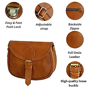 URBAN DEZIRE Genuine Buff Leather Women’s Small Cross-body Vintage Shoulder Handbag Purse (Small)