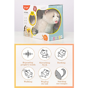 Electronic Interactive Cat Simulation Ragdoll Cat-Realistic Handmade Toy Cat with Walking, Barking, Wagging Tail & Talking-Like Real Robotic Present Pet Toy for Toddler Kids Girls Boys