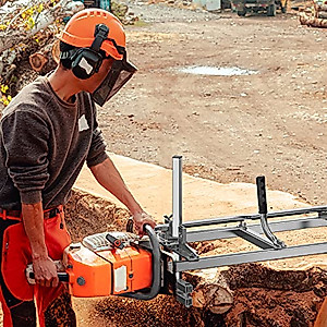 FARMMAC Chainsaw Mill,Portable Chainsaw Mill 36 Inches,Planking Milling Lumber For 14" - 36" Chainsaw Bar With 4 Pack 8'' Felling Wedges For Builders & Woodworkers