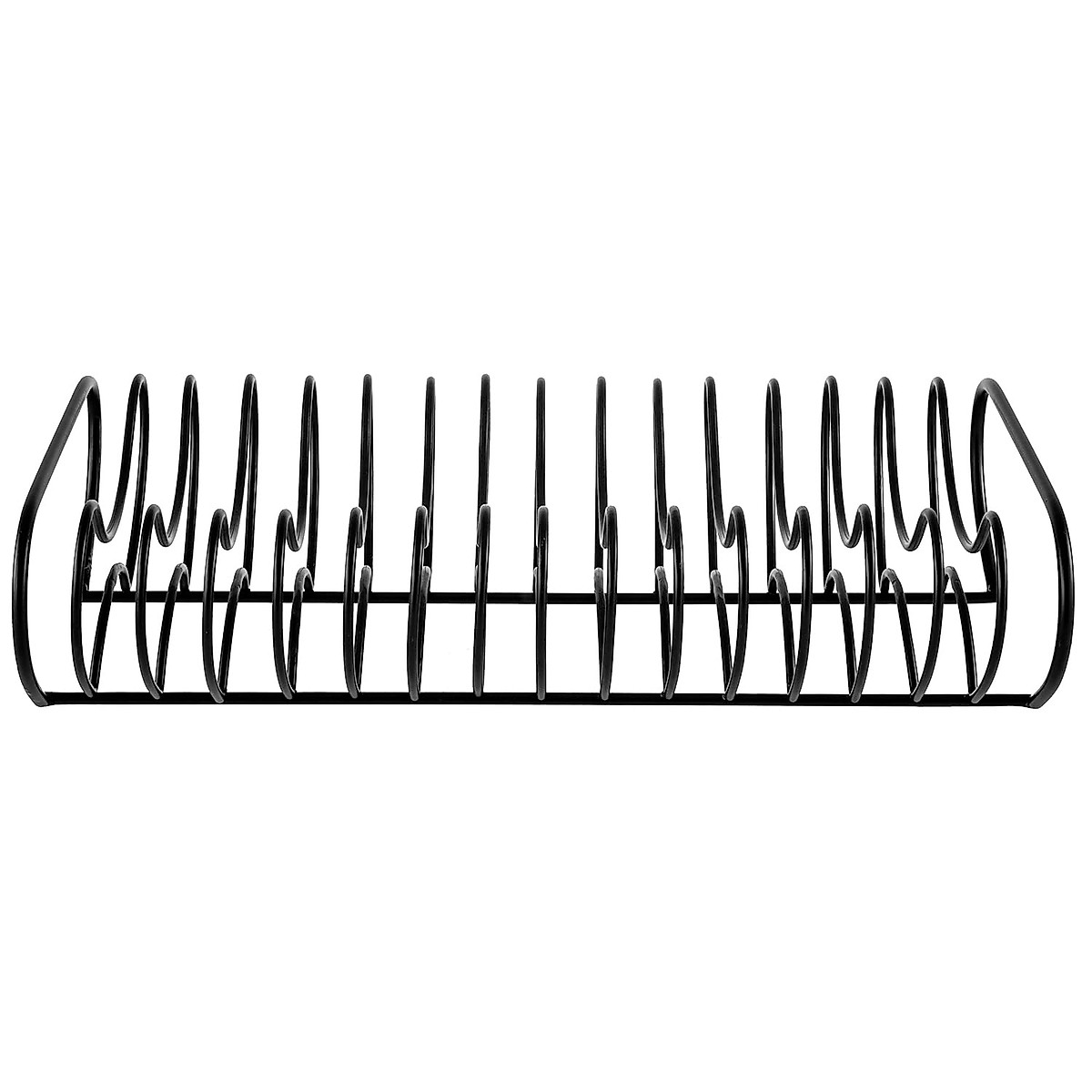 MyGift 14 Slot Modern Matte Black Coated Metal Wire Dish Storage Organizer - Flat Dinner Plates Rack Display for Kitchen Counters and Cabinets