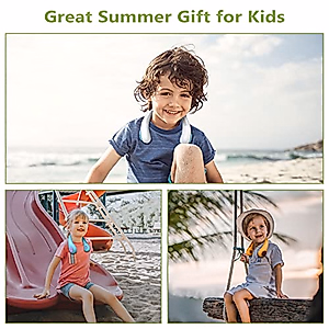 Portable Neck Fan for Kids, Rechargeable, Personal Cooling Mini Fan, Wearable Bladeless Fan, 3 Speeds, USB Hanging Around Neck Fan for Outdoor Travel