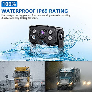 DVKNM RV Backup Camera System 9" AHD IPS Dual Split Monitor 1080P HD Rear View Camera DVR Loop Recording IP69 Waterproof Night Vision for Car RV Trailer Truck Bus Semi etc. (TH102)