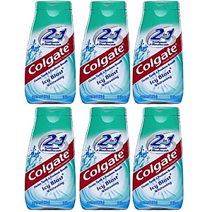 Colgate 2 in 1 Toothpaste Mouthwash Whitening 4.6 Tubes, Icy Blast, 27.6 Oz, Pack of 6