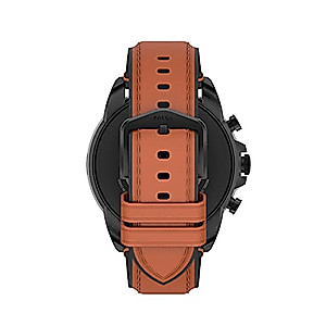 Fossil Unisex Gen 6 44mm Stainless Steel and Leather Touchscreen Smart Watch, Fitness Tracker, Color: Black, Brown (Model: FTW4062V)